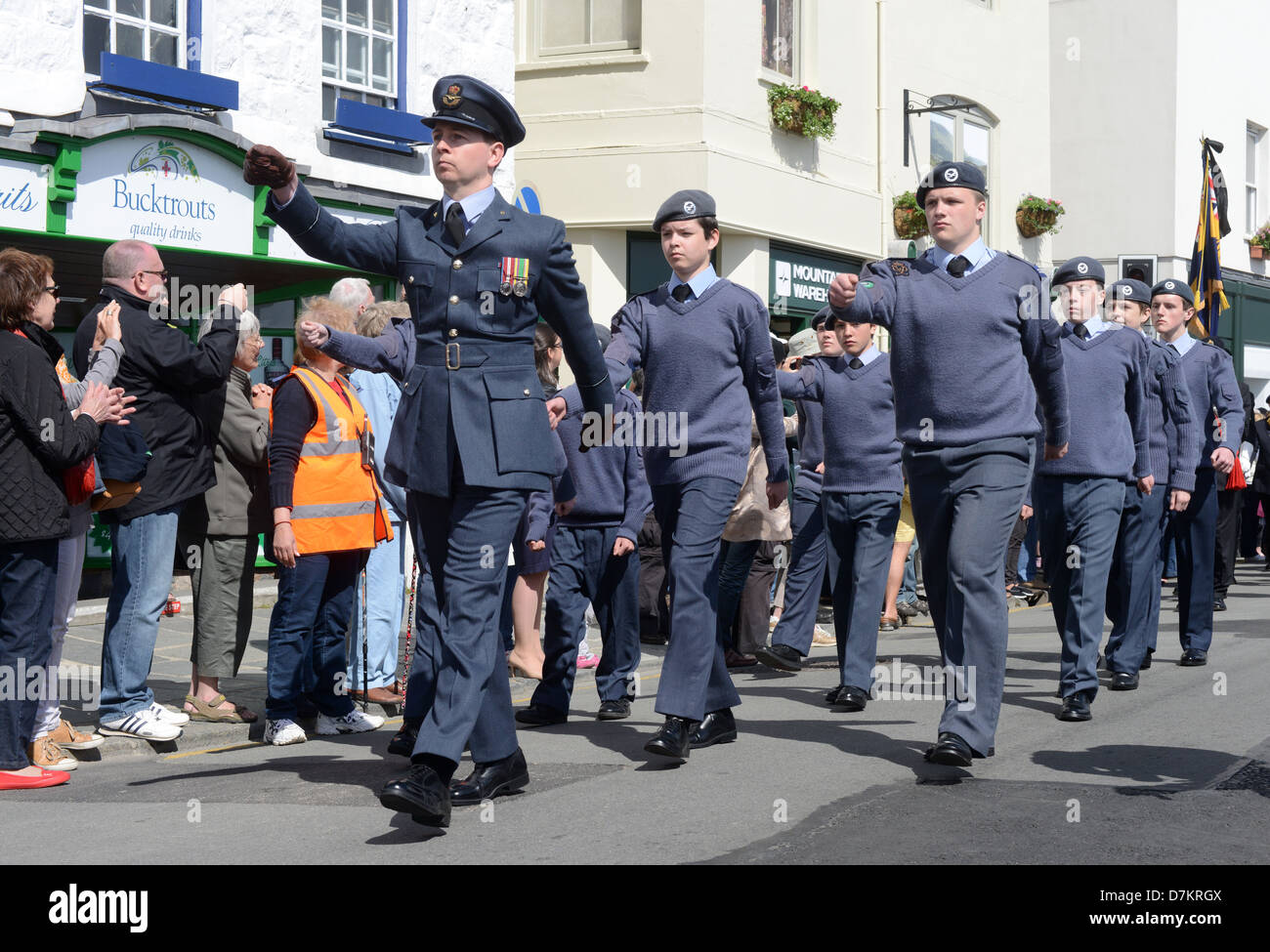 Liberation day celebrations in Guernsey. RAF troops on parade in St ...