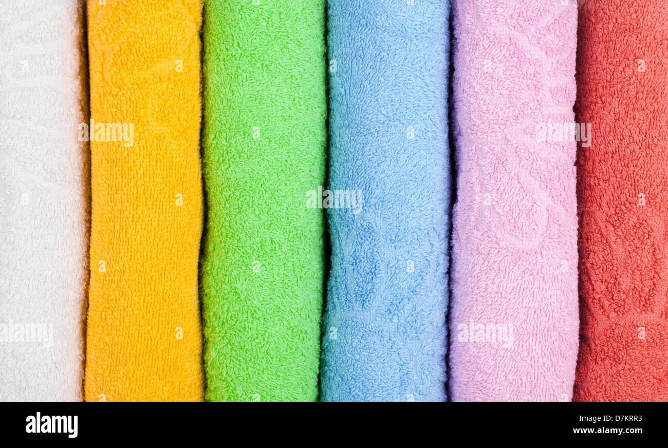 Colorful towels texture background Stock Photo - Alamy