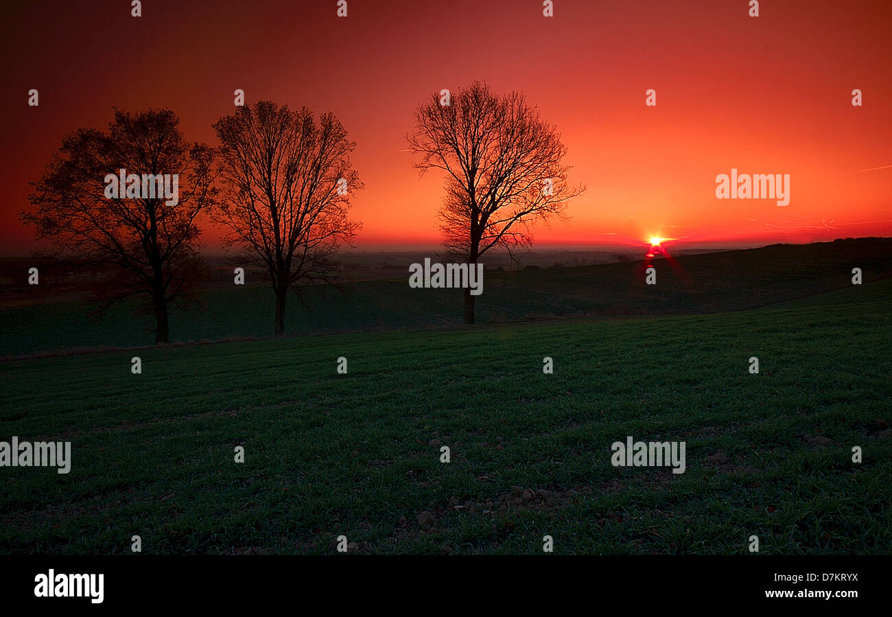 Polish landscape at sunset Stock Photo - Alamy