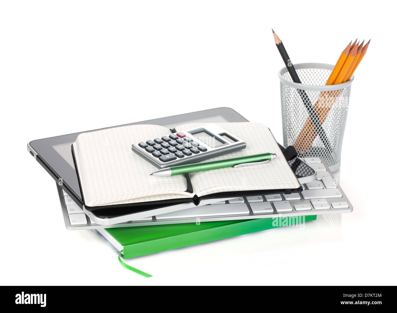 Office supplies and computer devices. Isolated on white background ...