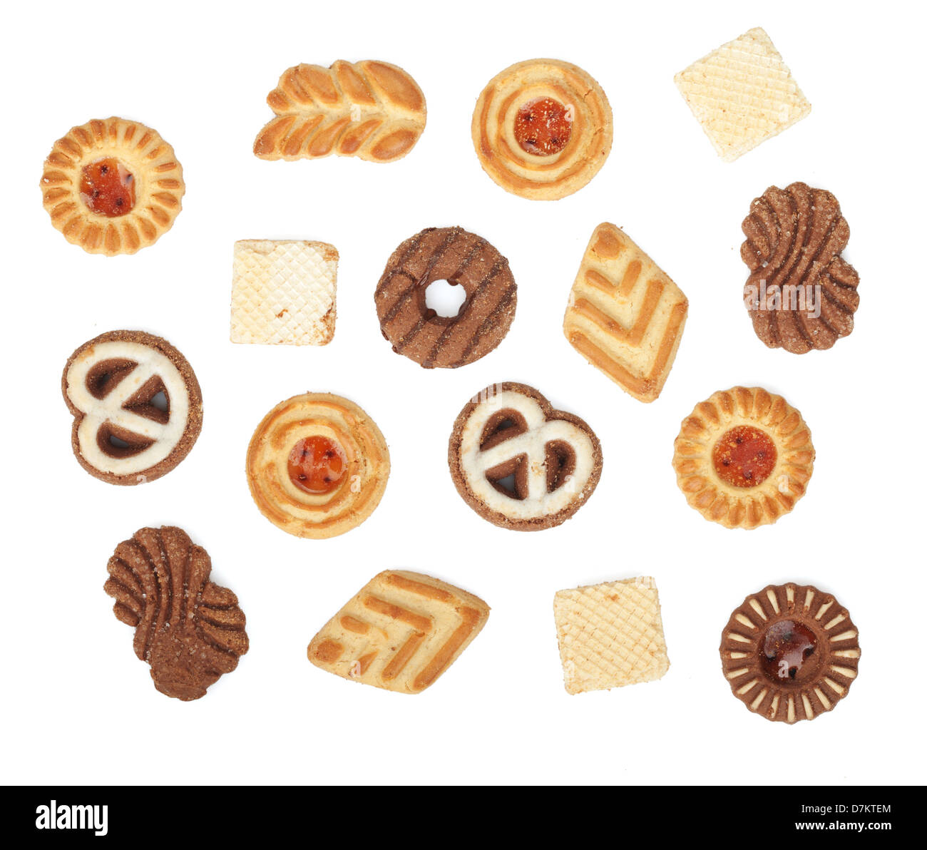 Various cookies. View from above. On white background Stock Photo - Alamy