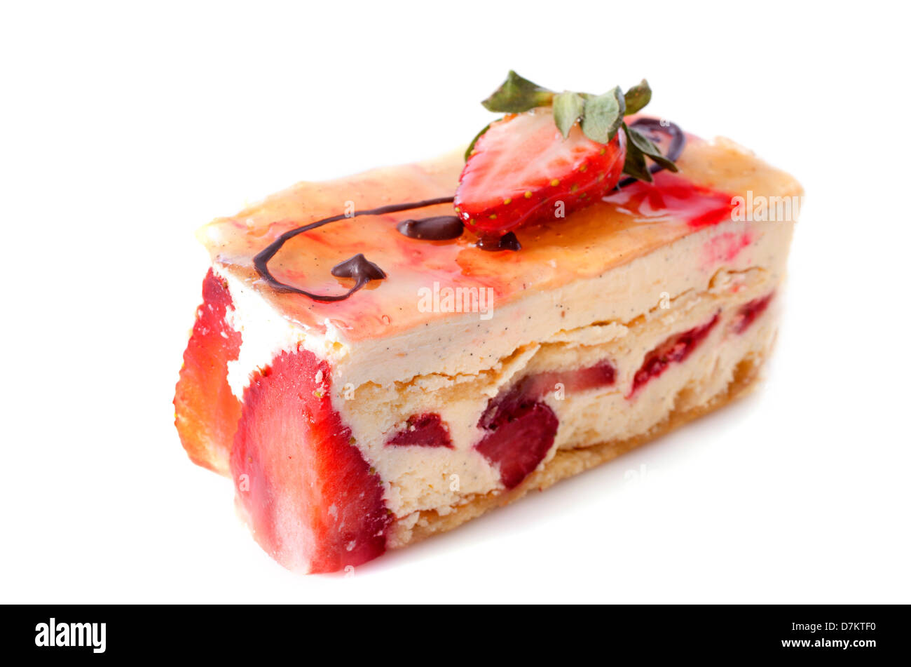 strawberry cake in front of white background Stock Photo - Alamy