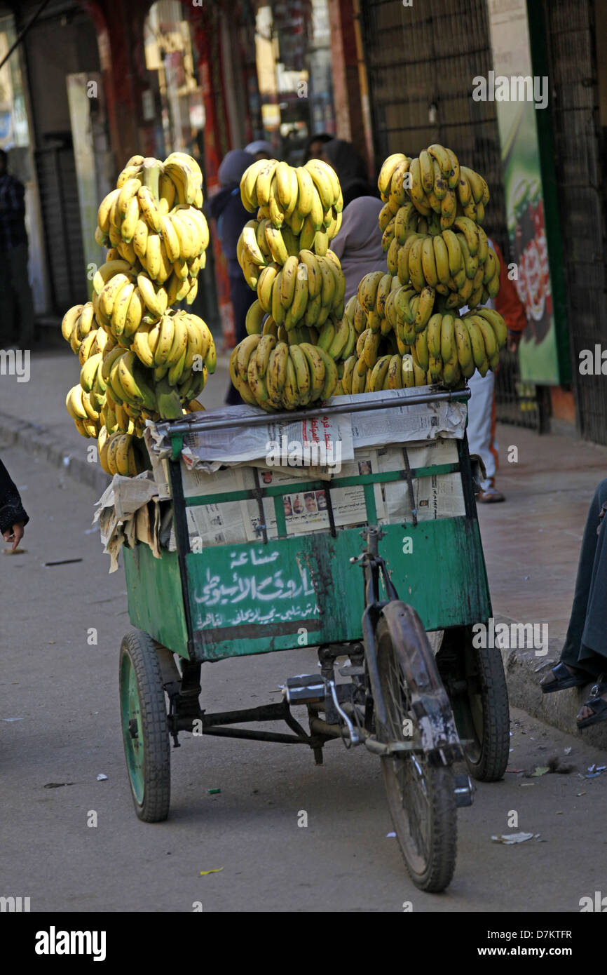 BANANAS BUNCHES ON TRICYCLE CART LUXOR EGYPT 13 January 2013 Stock ...