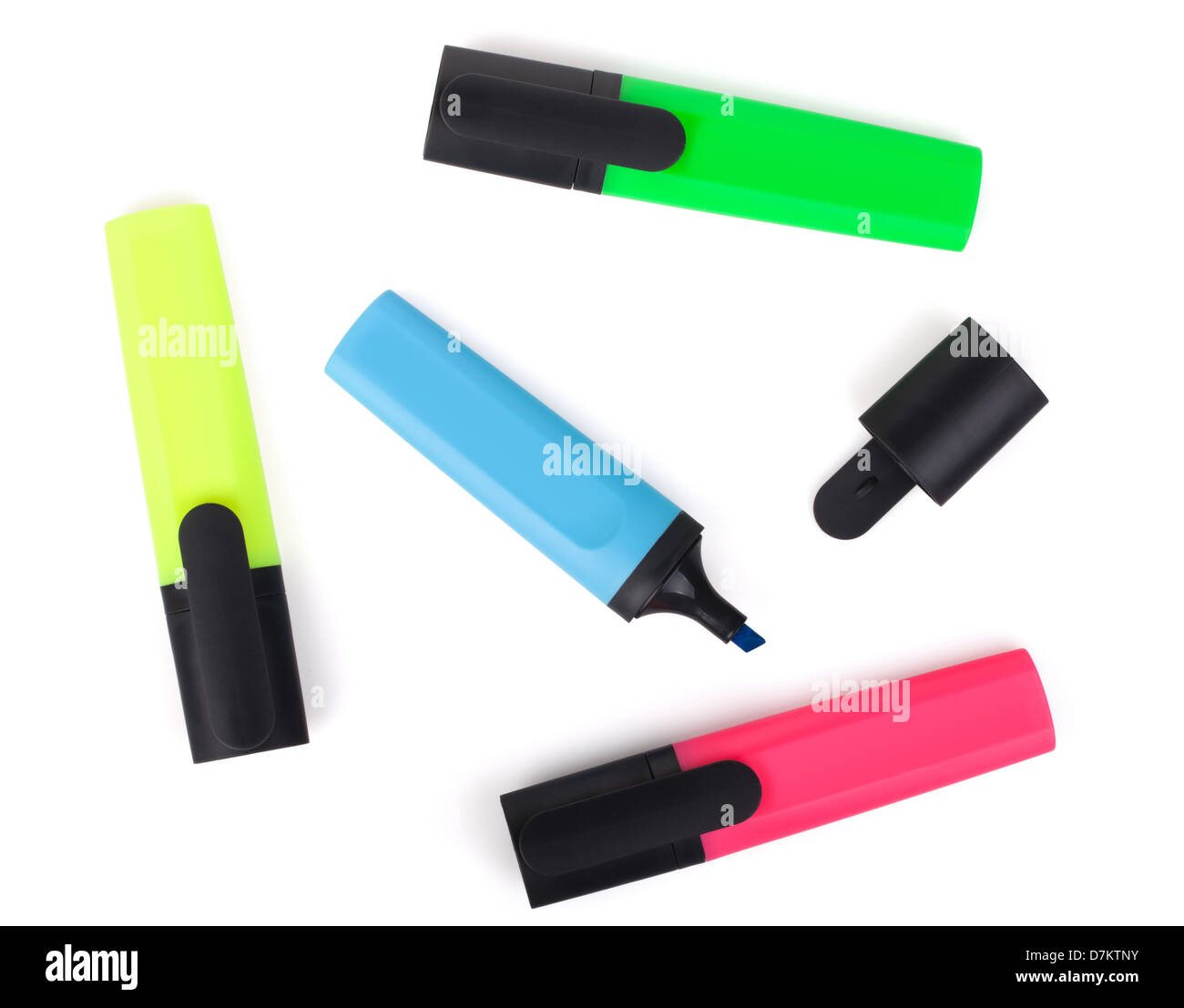 Multicolored highlighters. Isolated on white background Stock Photo - Alamy