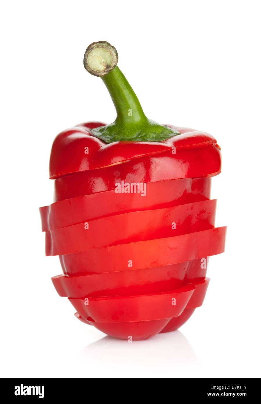 Sliced ripe red bell pepper. Isolated on white background Stock Photo ...