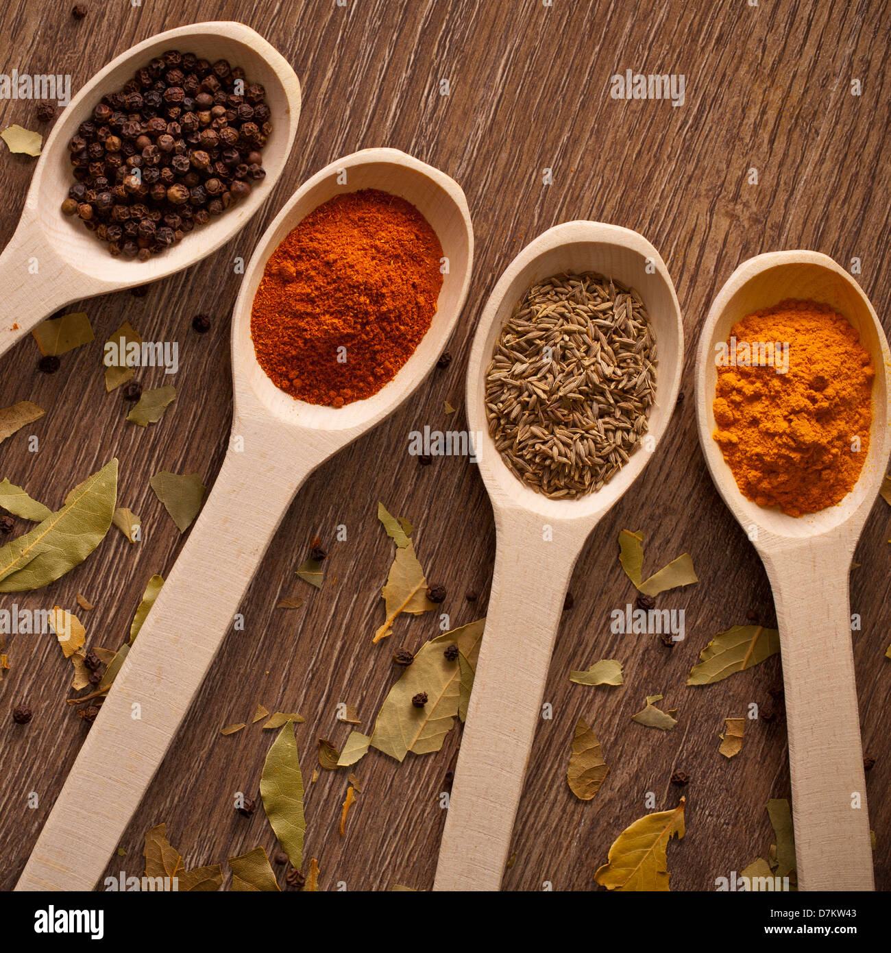 spices on spoons Stock Photo - Alamy