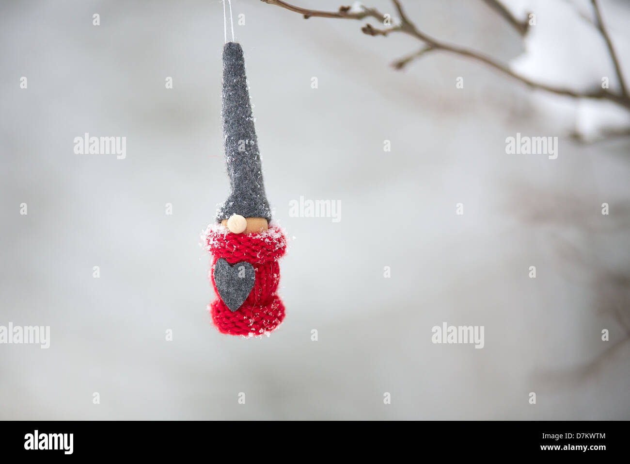 Winter dwarf with a heart Stock Photo - Alamy