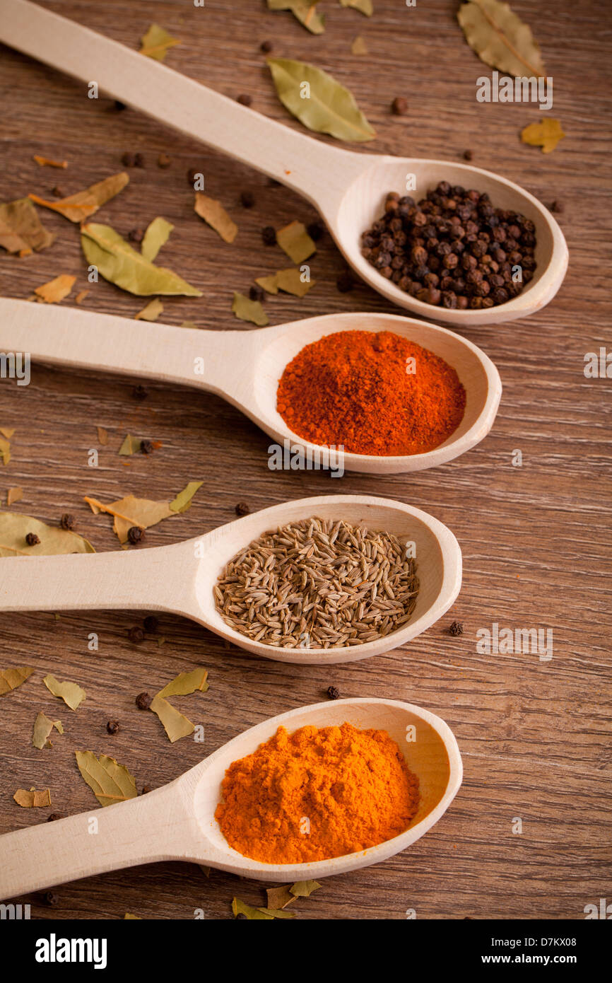 spices on spoons Stock Photo - Alamy