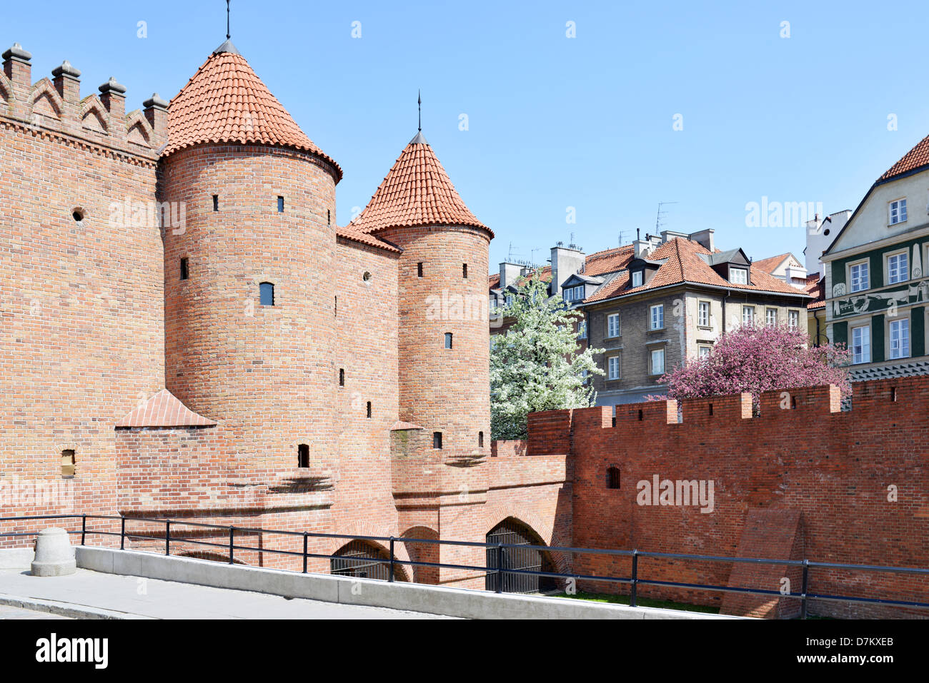 The Barbican, medieval fortification in the old town of Warsaw, Poland ...