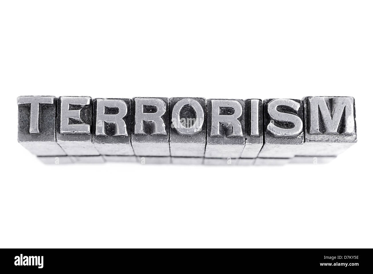 terrorism sign, antique metal letter type Stock Photo - Alamy