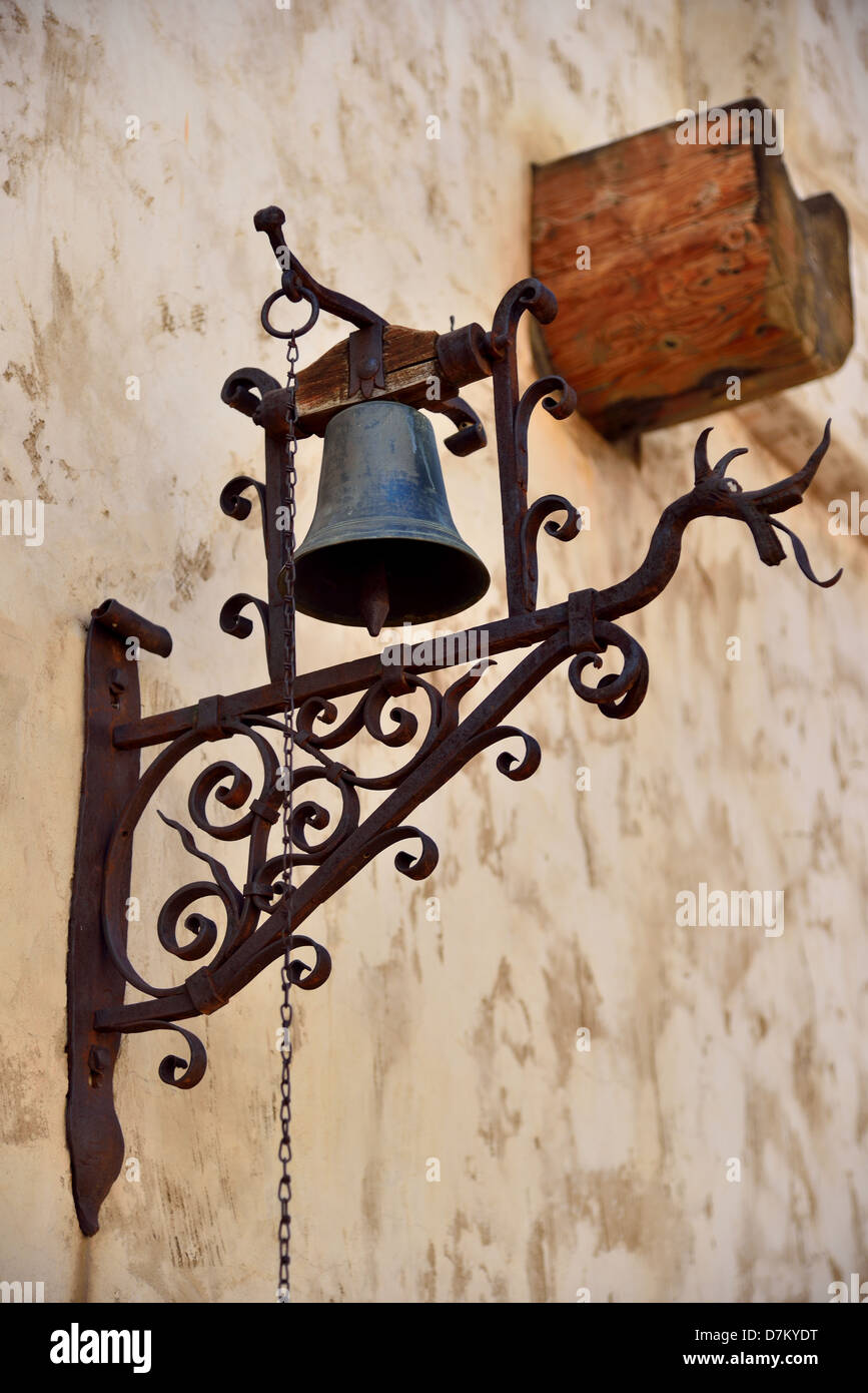 The decorative bell in the courtyard of Scotty's Castle. Death Valley ...