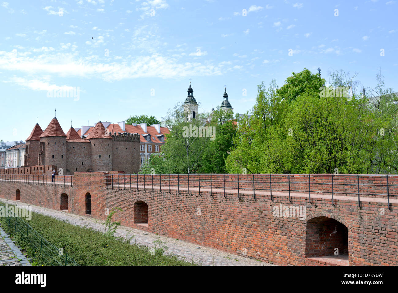 The Barbican, medieval fortification in the old town of Warsaw, Poland ...