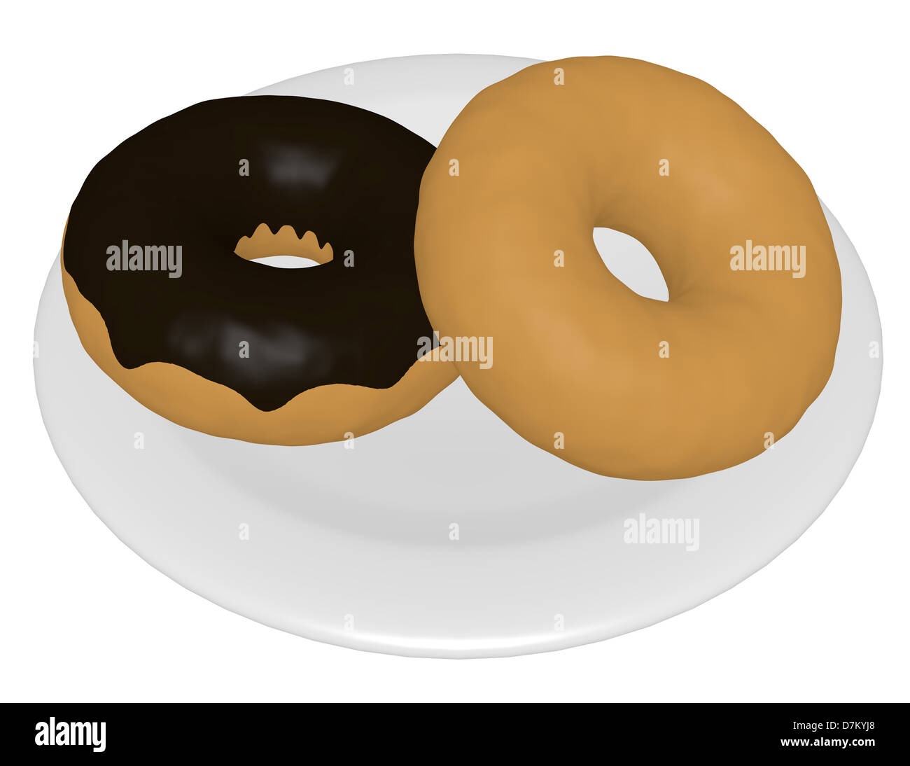3d Render of Two Donuts on a Plate Stock Photo - Alamy