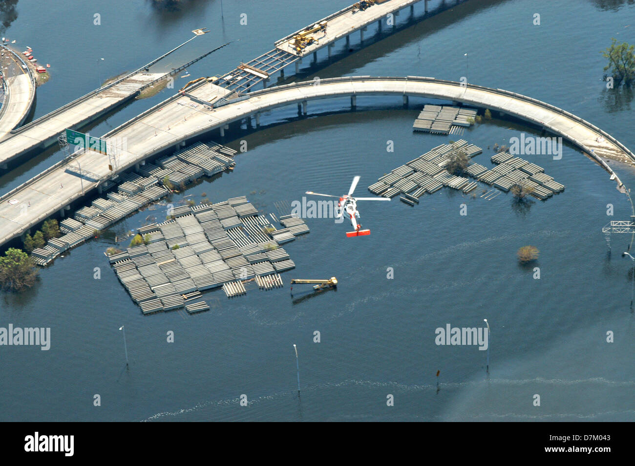 Aerial view of massive flooding and destruction in the aftermath of ...