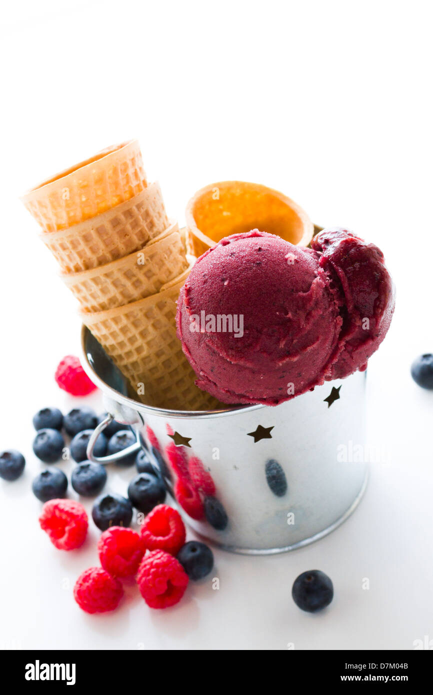 Gourmet mixed berry gelato on a white background Stock Photo - Alamy