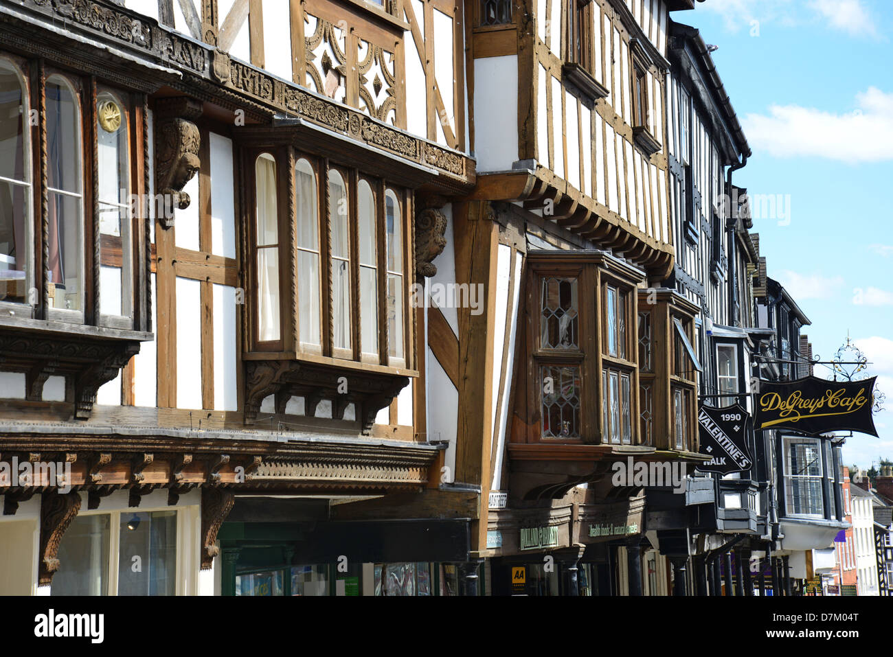 Period timber-framed buildings, Broad Street, Ludlow, Shropshire ...