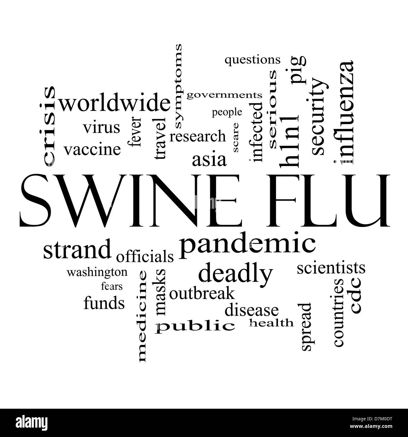 Swine Flu Word Cloud Concept in black and white with great terms such ...