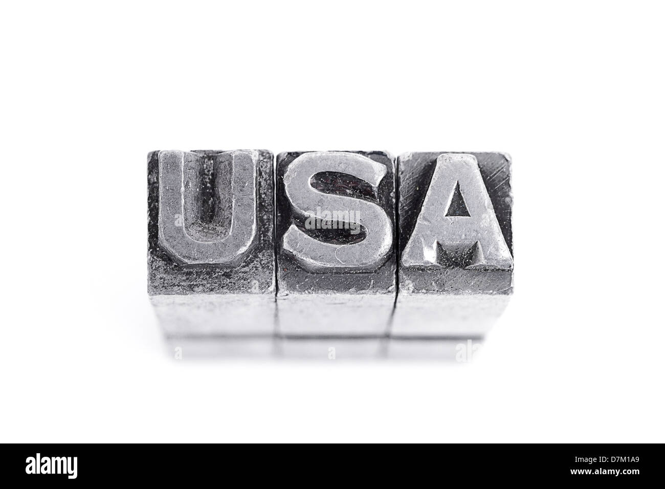 Usa sign, antique metal letter type Stock Photo - Alamy