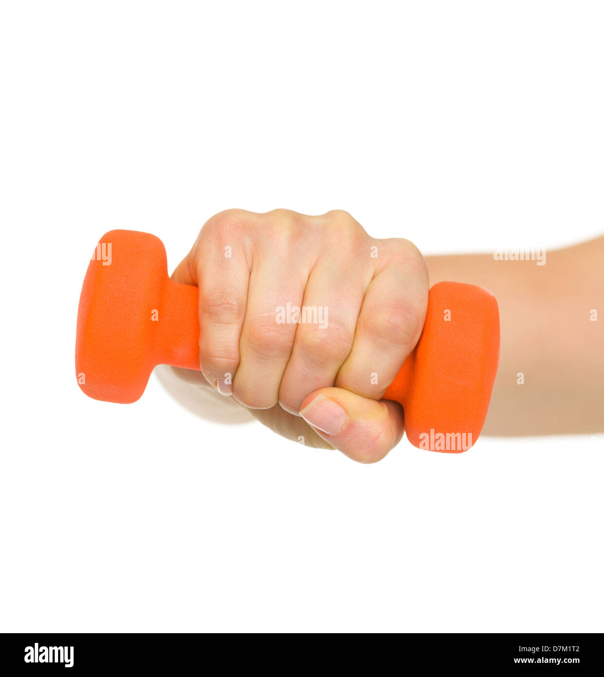 Closeup on female hand holding dumbbell Stock Photo - Alamy