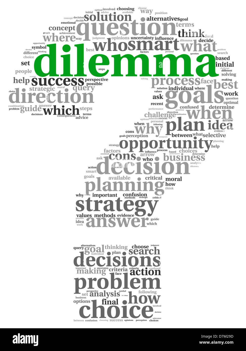 Dilemma and decision making concept in tag cloud on white background ...