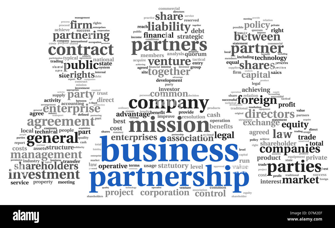 Business partnership concept in tag cloud on white Stock Photo - Alamy