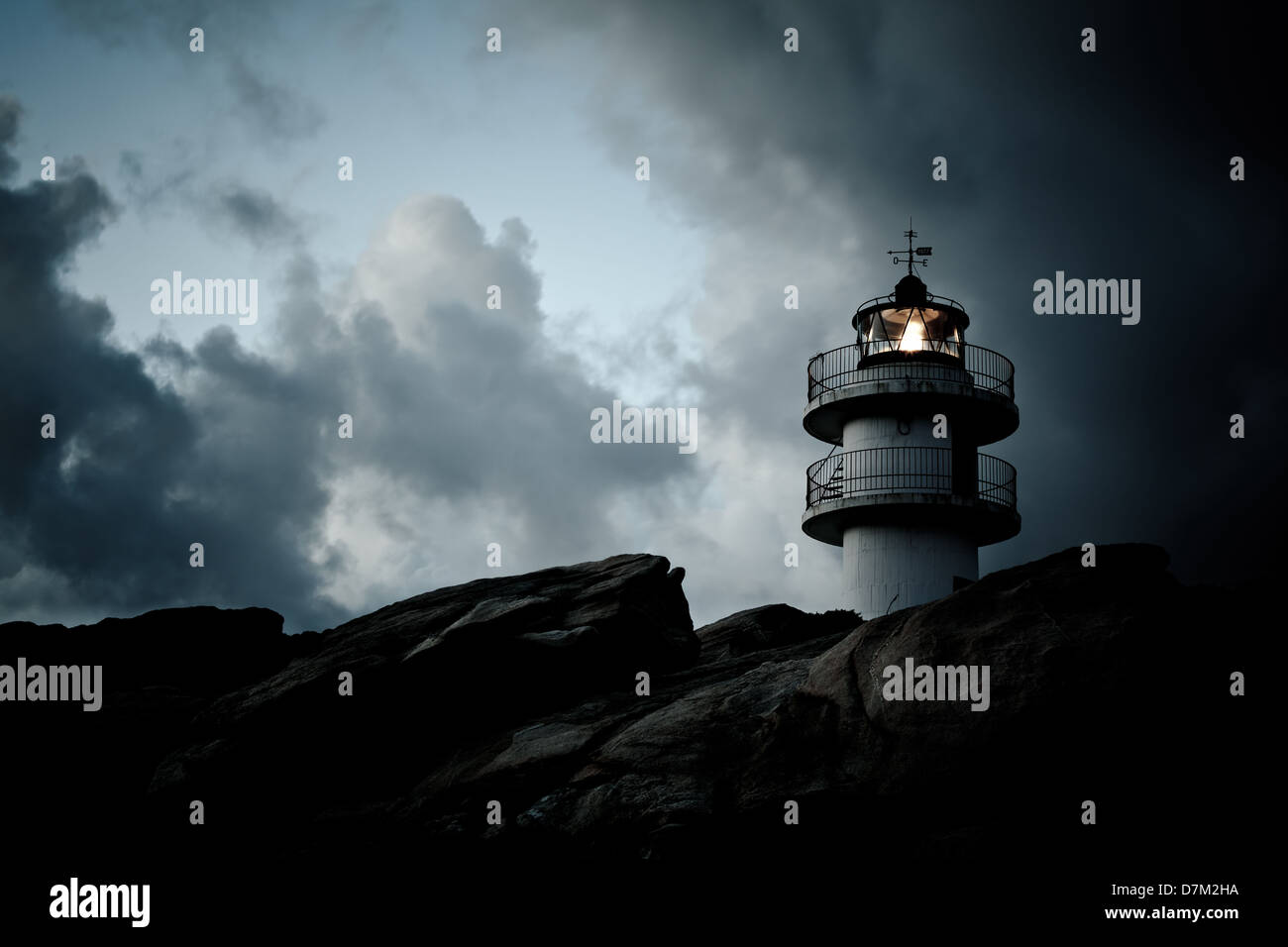 Working Lighthouse at Bad Weather. Horizontal shot Stock Photo - Alamy