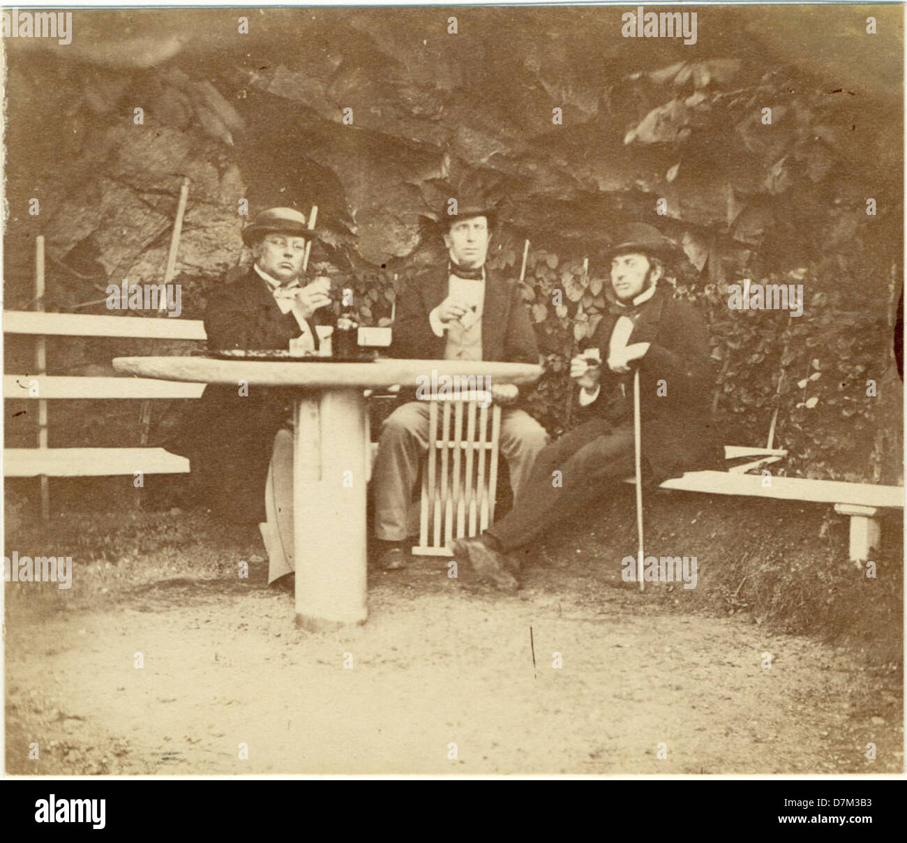 This historic photo, taken in Lysekil, Sweden, shows three men in a ...