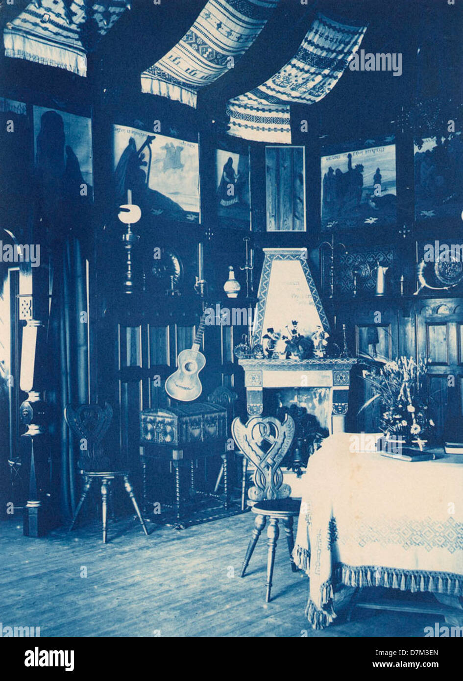 This photograph by Carl Curman shows the interior of a villa in Lysekil ...