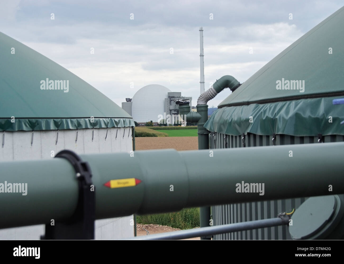 Germany, Biogas plant and nuclear power plant Stock Photo - Alamy