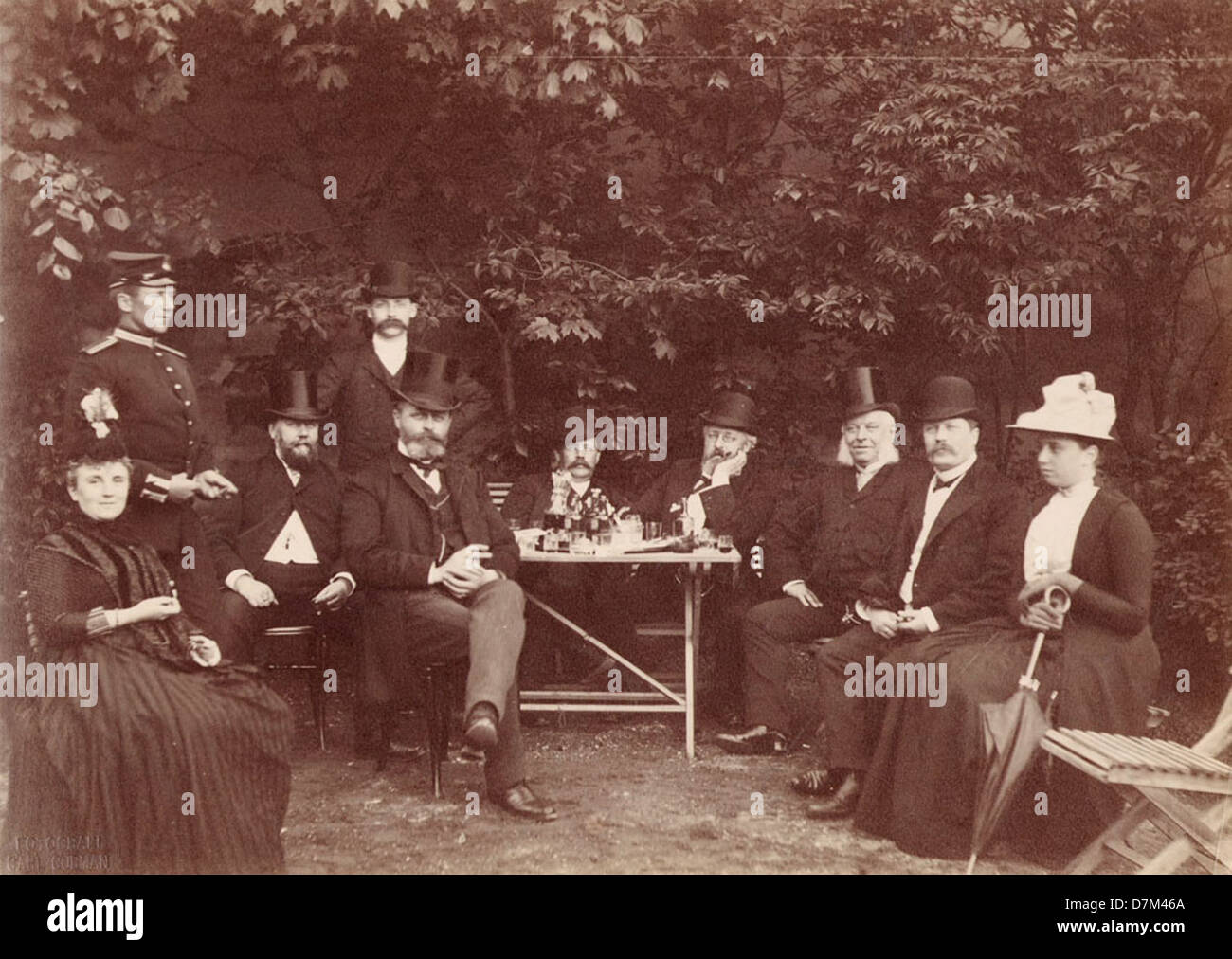 This photograph shows a group of people in a park in Lysekil, Sweden ...