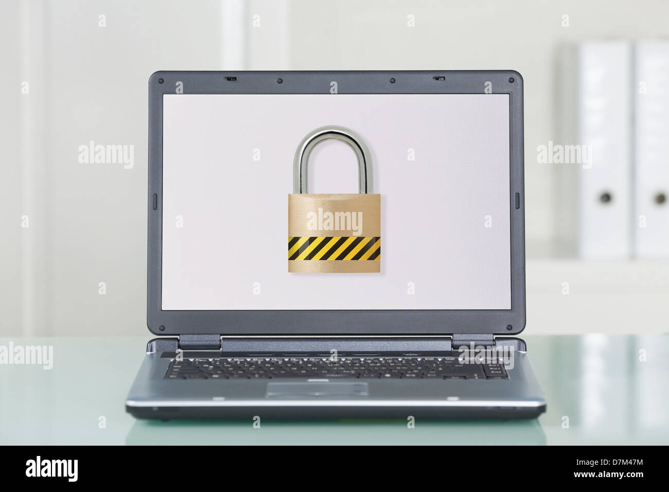 Lock on Laptop Monitor, close up Stock Photo - Alamy