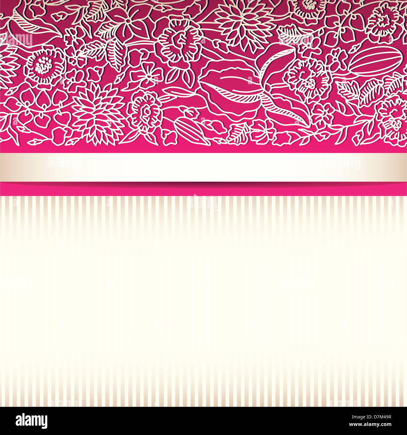 Bright pink card with ornamental pattern and white ribbon Stock Photo ...