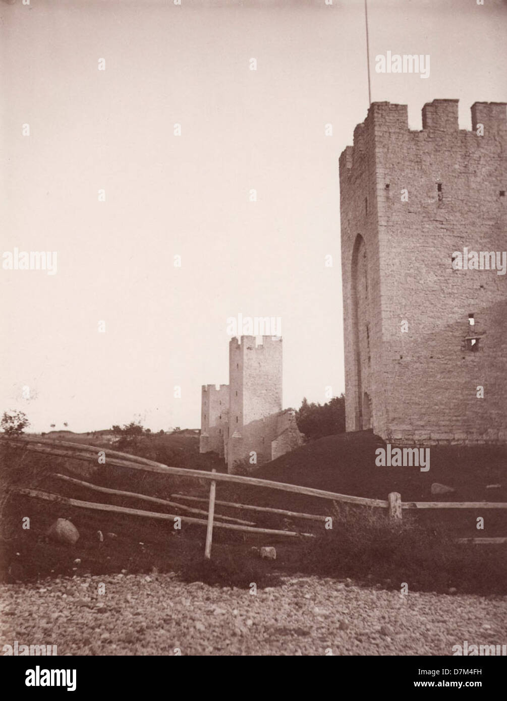 This photograph showcases the medieval city wall of Visby on Gotland ...