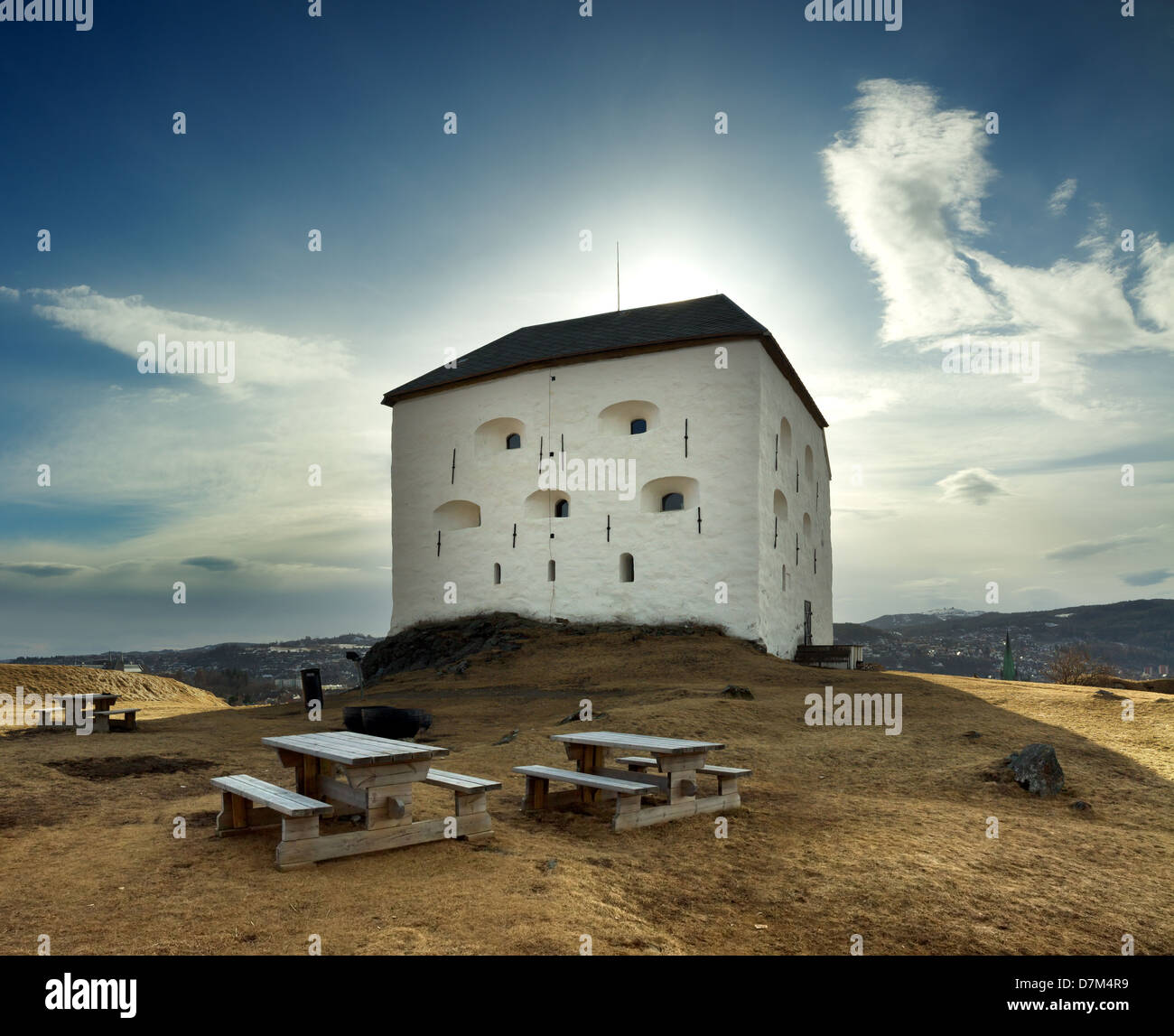 Panoramic view on Kristiansten Fortress in Trondheim, Norway Stock ...