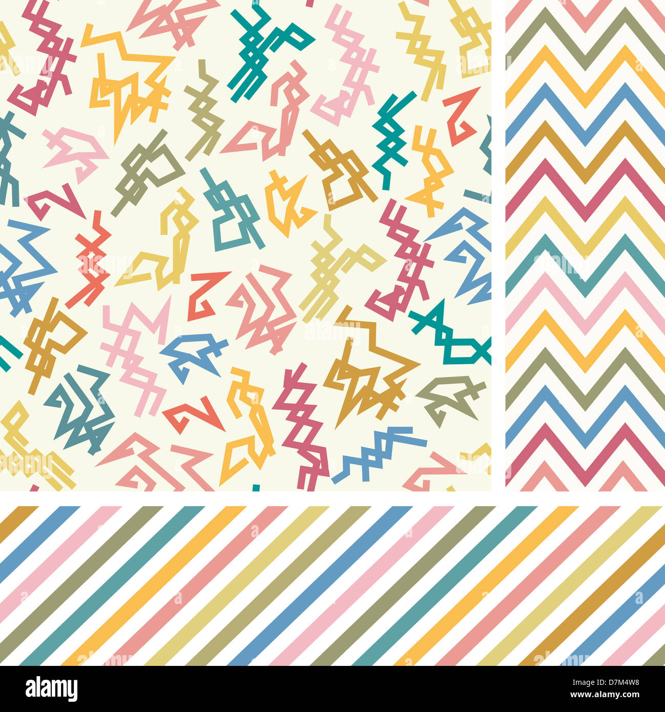 Abstract seamless with colorful zigzag shapes on white background Stock ...