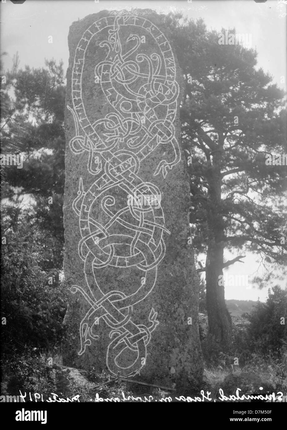 The rune stone at Skrämtsta in Uppland, Sweden, is an ancient Viking ...