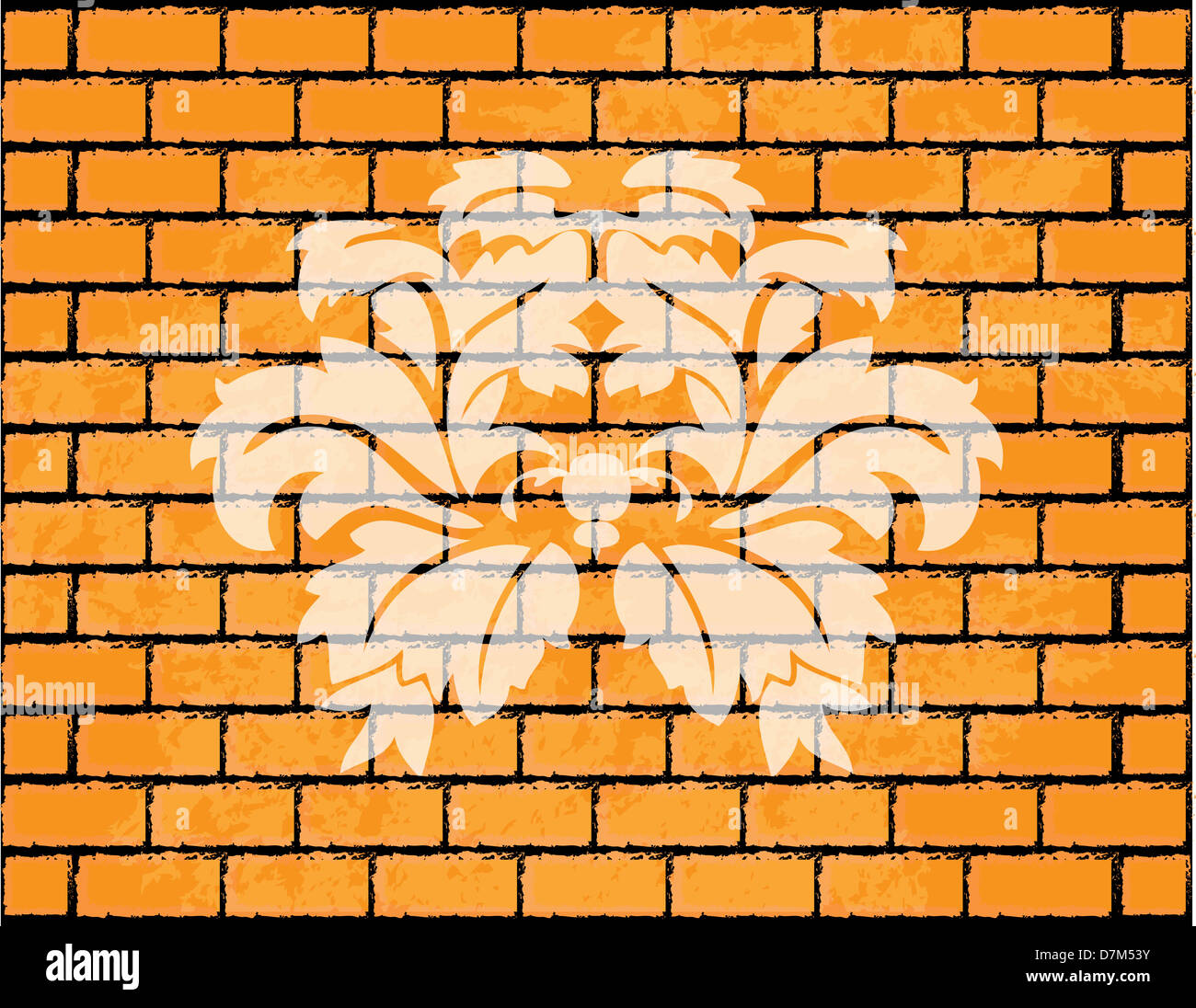 special brick wall with vintage floral design Stock Photo - Alamy