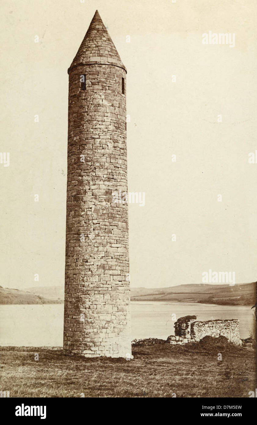 The round tower on Devenish Island in Northern Ireland is a historical ...