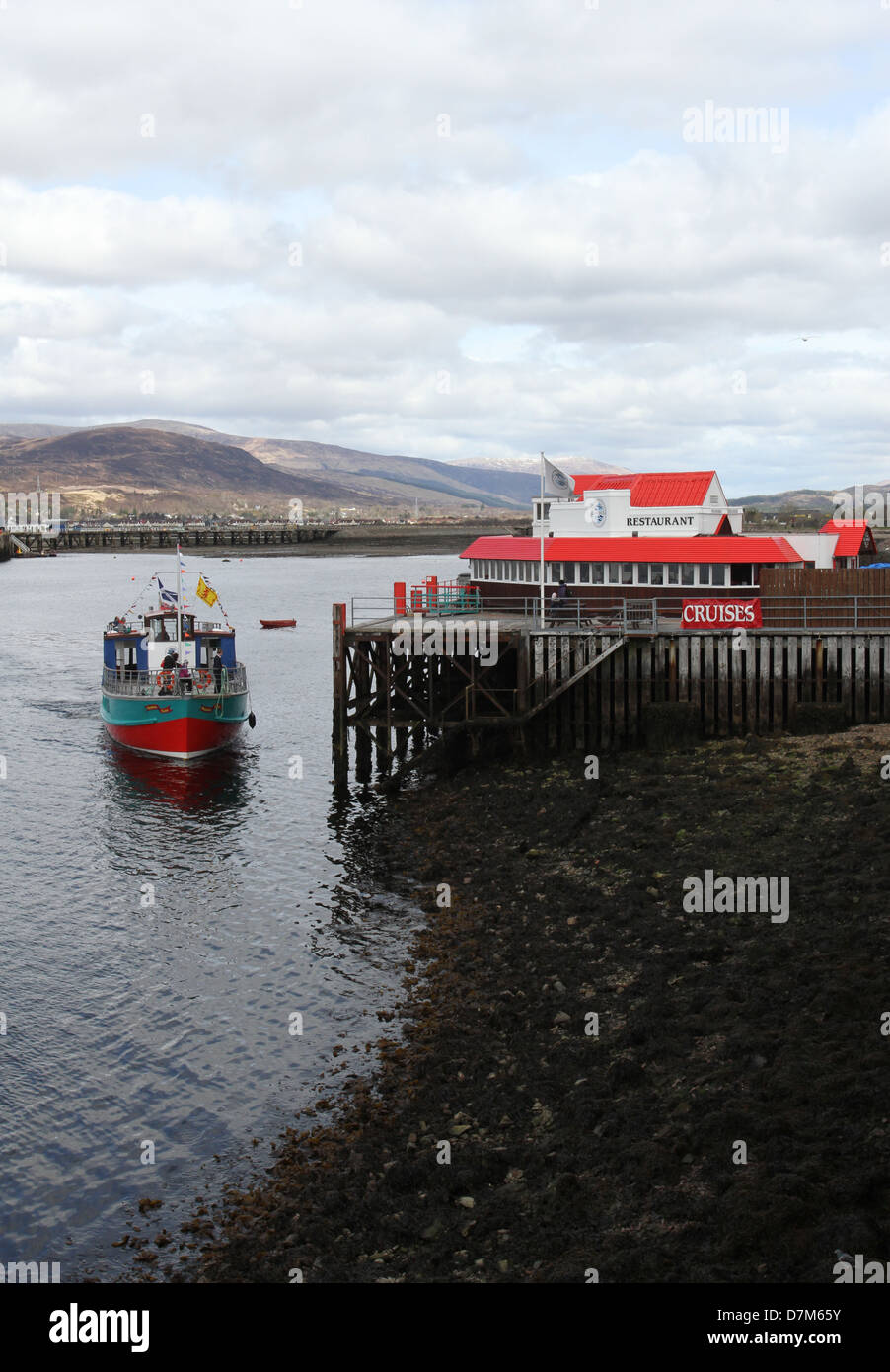 Souters Lass approaching Crannog Restaurant Fort William Scotland April ...