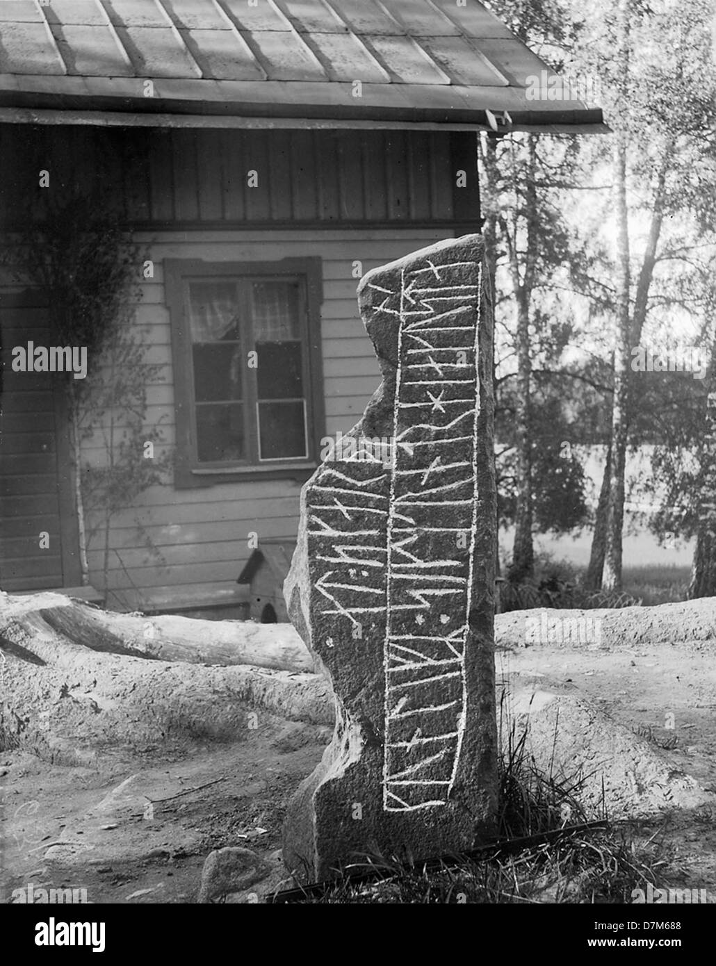 This image shows a rune stone located in Bårbo, Södermanland, Sweden ...