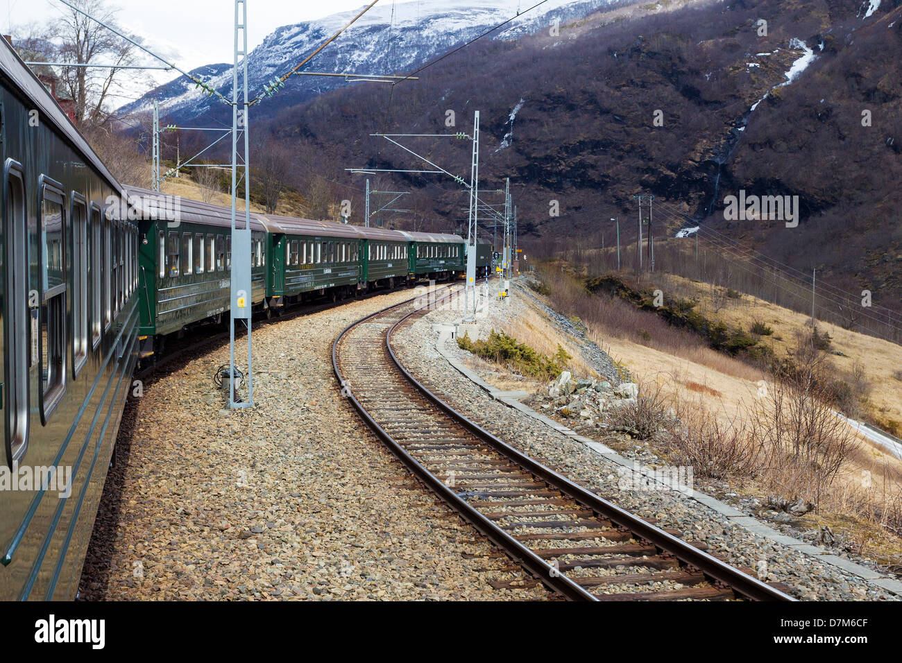 Flam railway up in the mountains. Flam Norway Stock Photo - Alamy