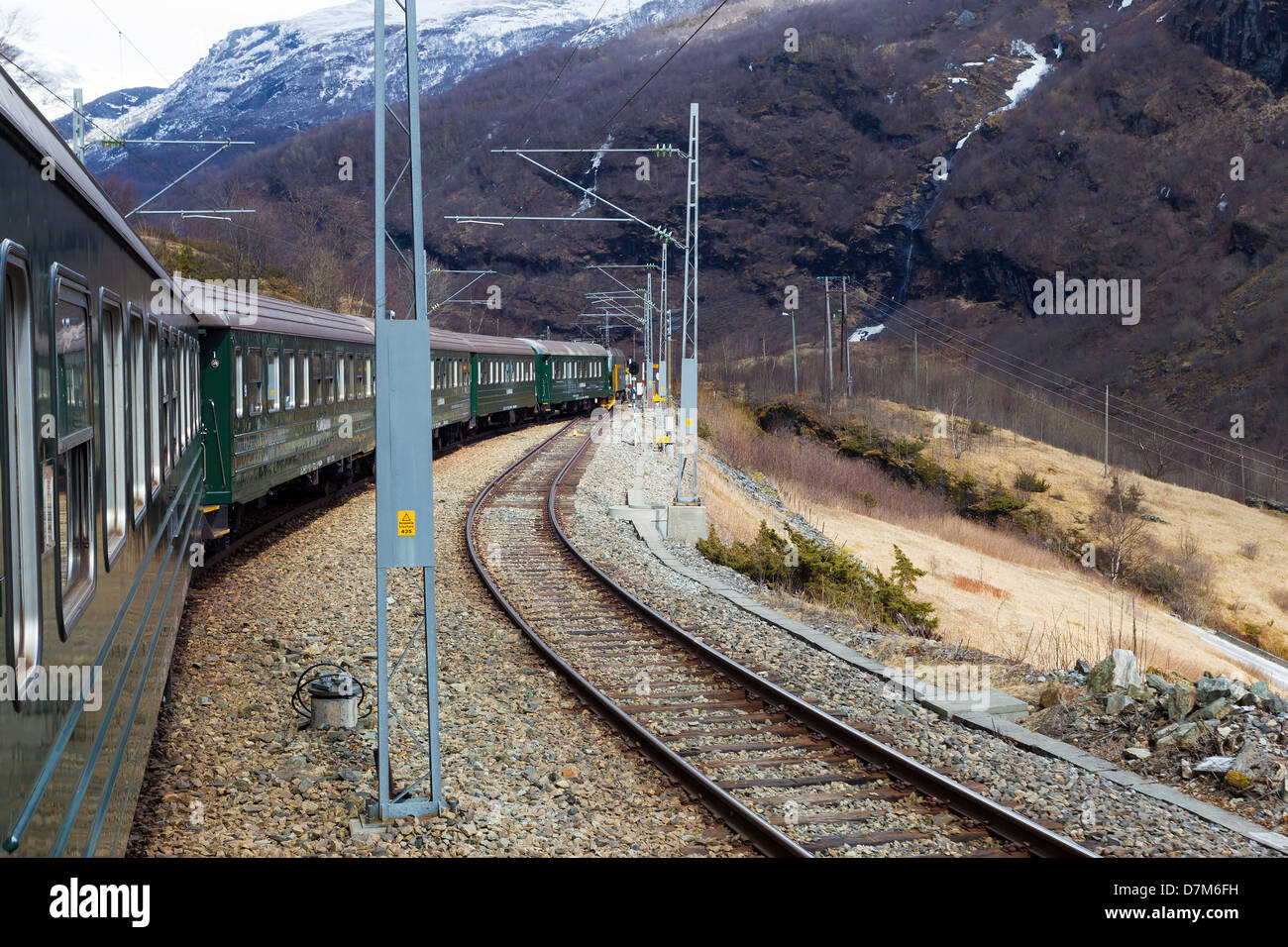 Flam railway up in the mountains. Flam Norway Stock Photo - Alamy