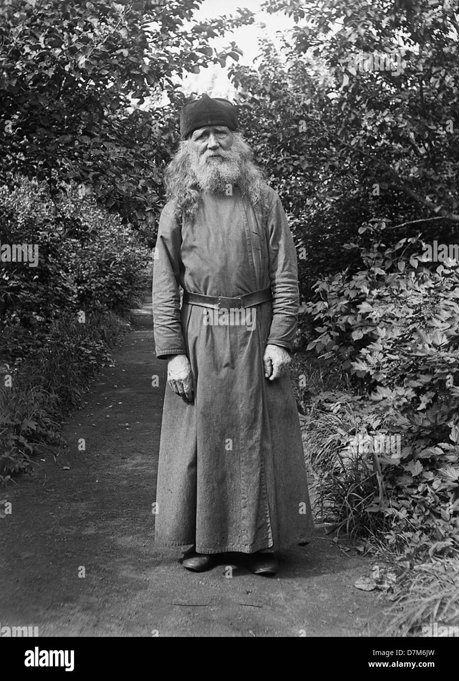 This image depicts a monk from the Valamo Monastery in Karelia, Russia ...