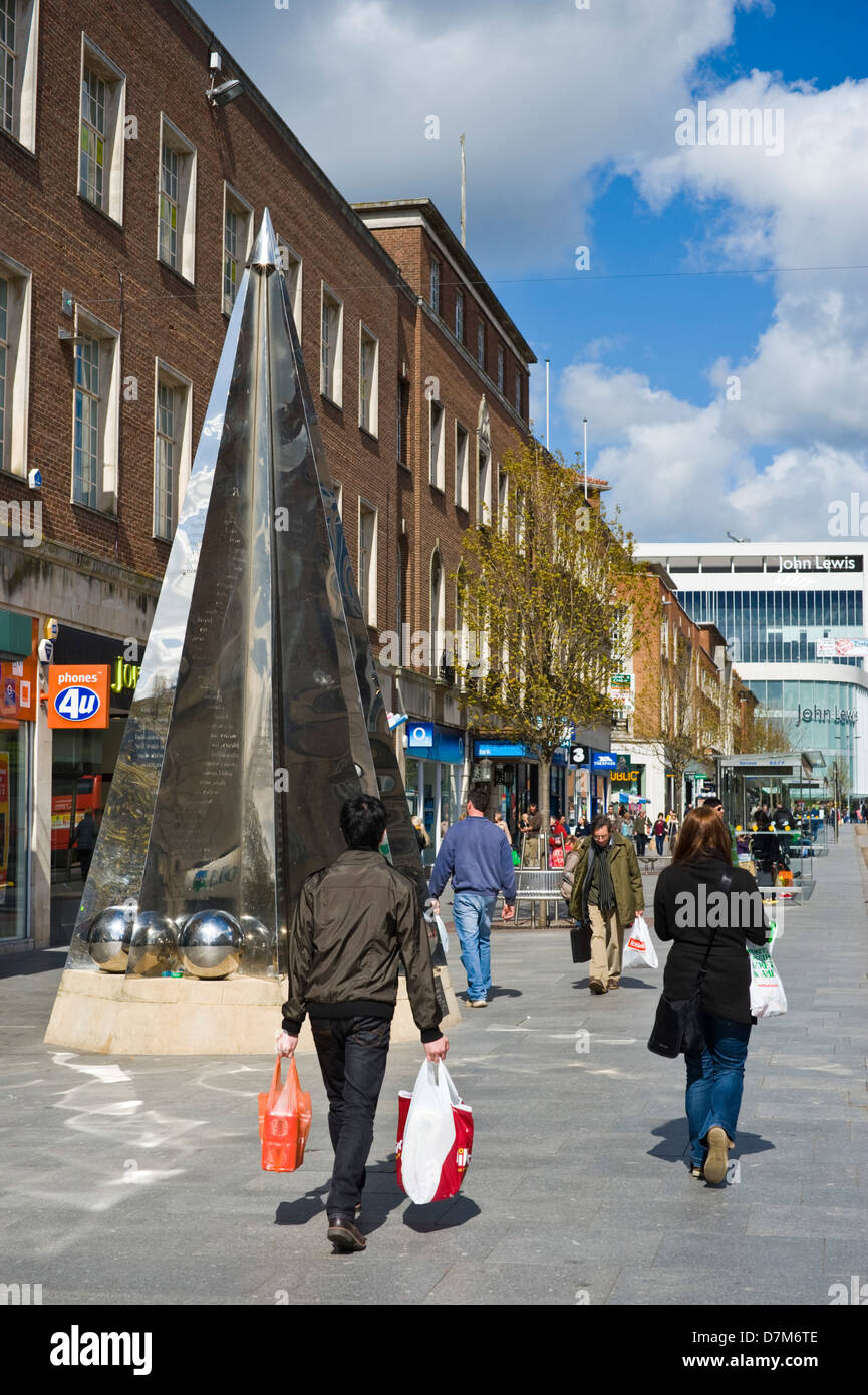 Shoppers on busy high street in Exeter Devon England UK Stock Photo - Alamy