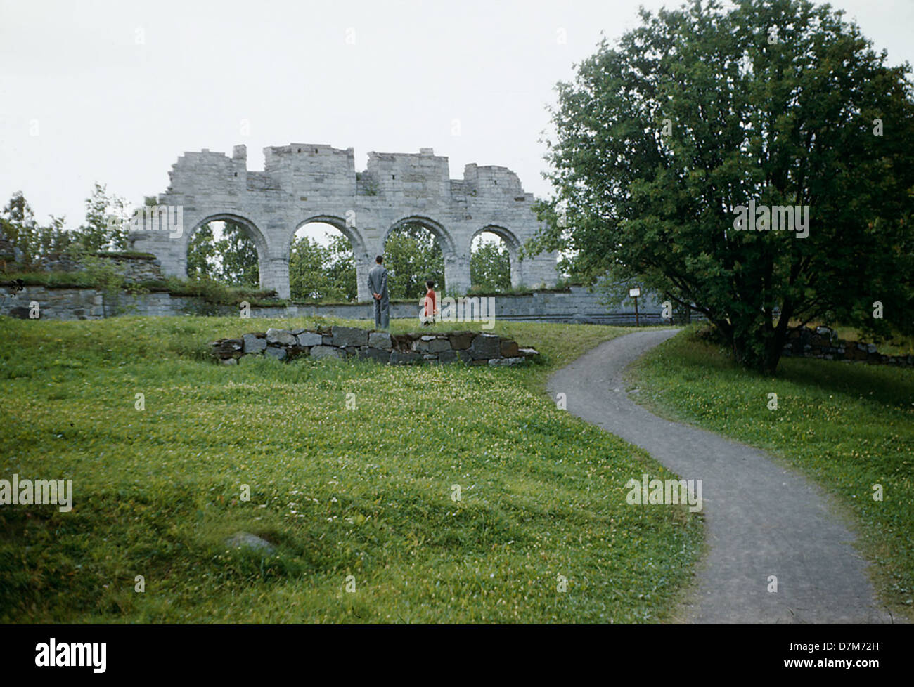 This 1948 image captures the ruins of Hamar, Hedmark, Norway. The ...
