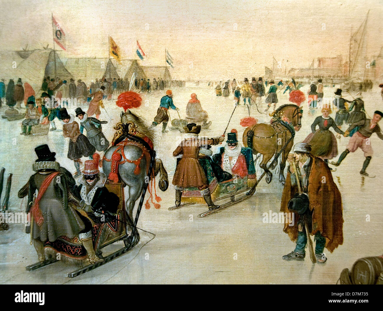 Ice hendrick avercamp winter skating painting art hi-res stock ...