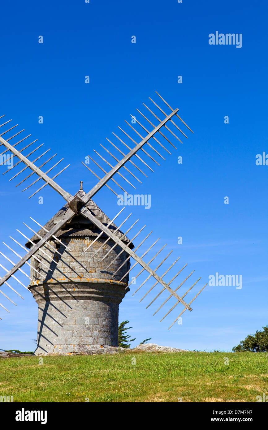 typical brittany windmill in the north of france Stock Photo - Alamy