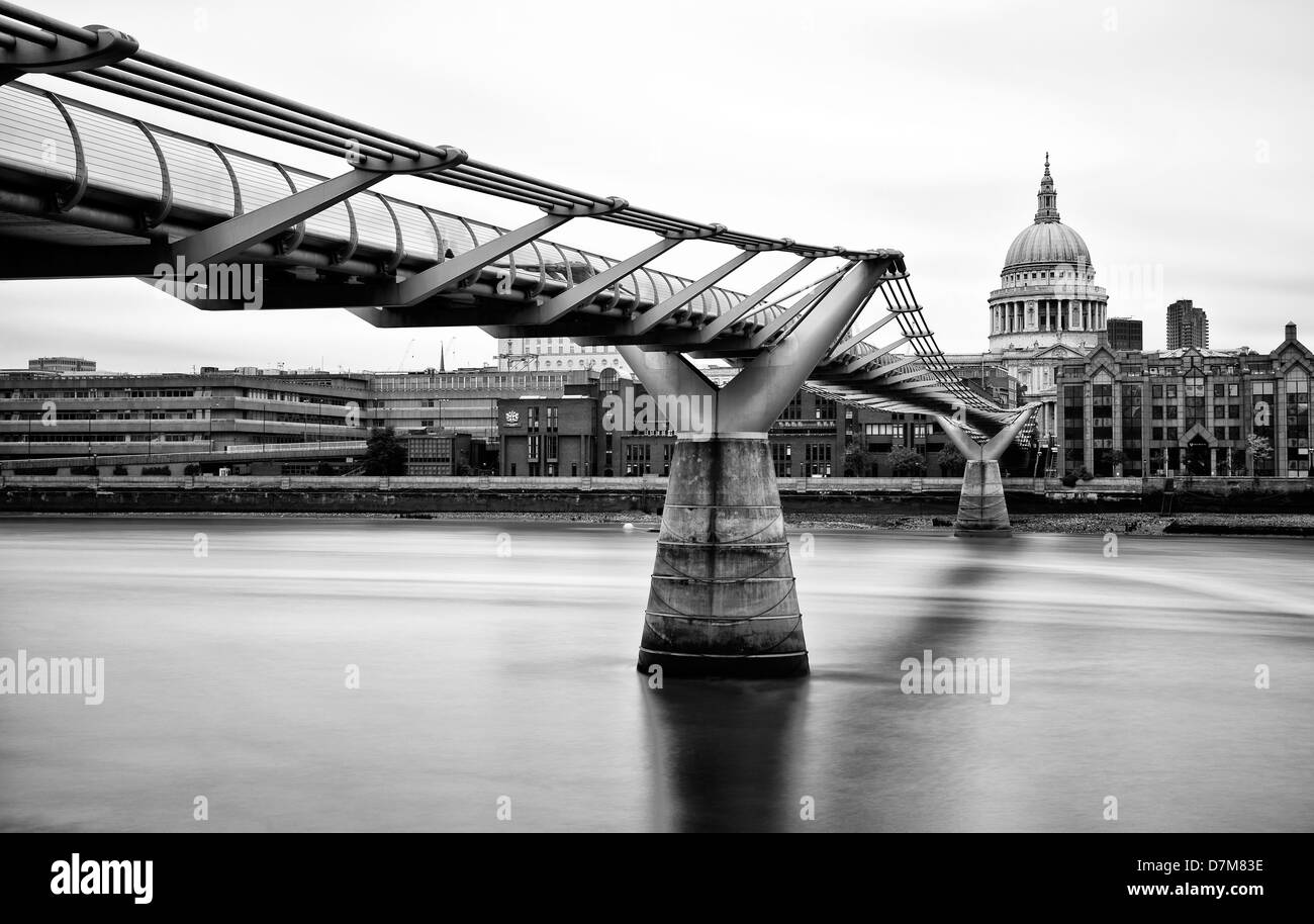 Uk river footbridge Black and White Stock Photos & Images - Alamy