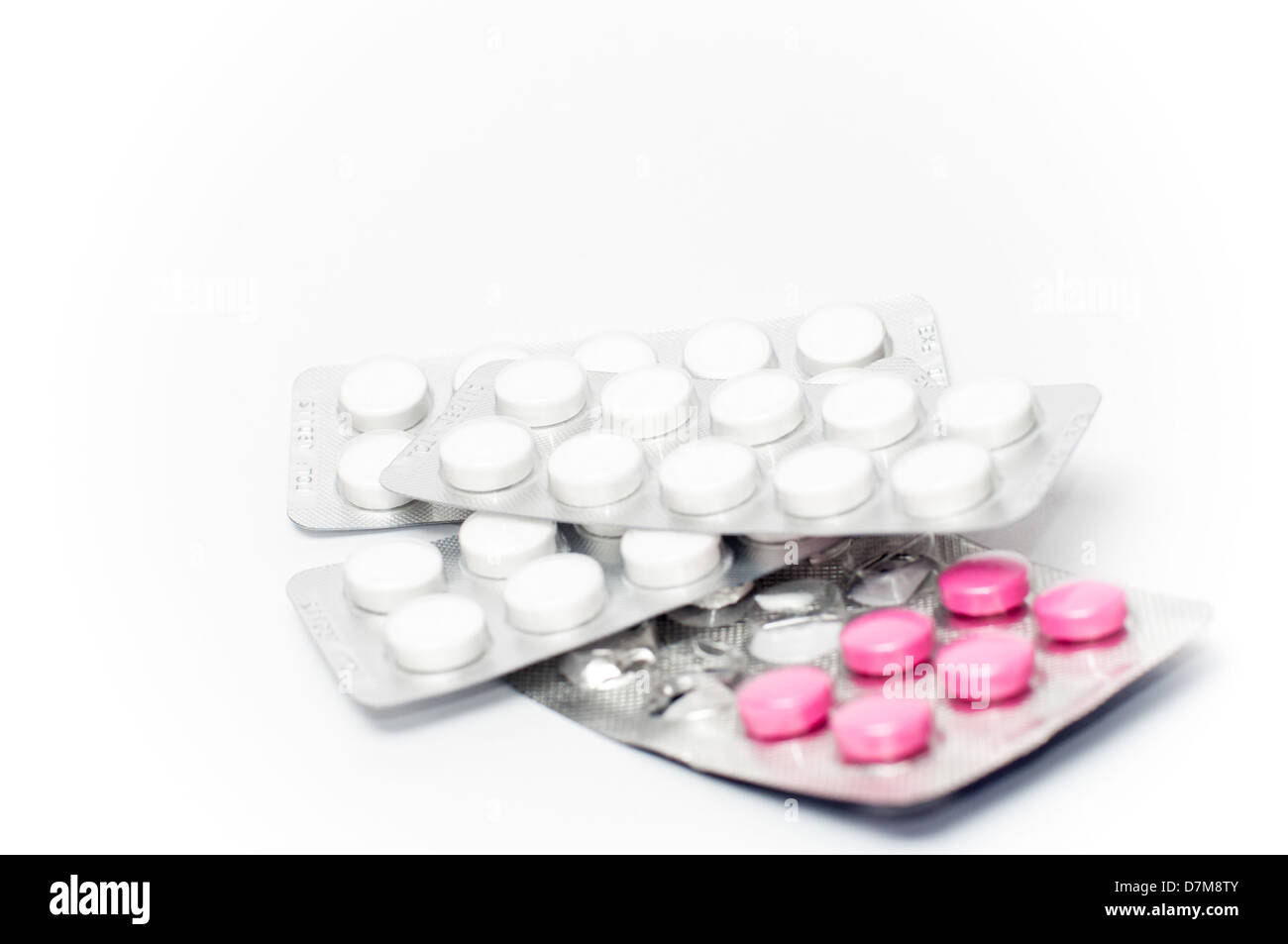 tablets for headache on the white background Stock Photo - Alamy