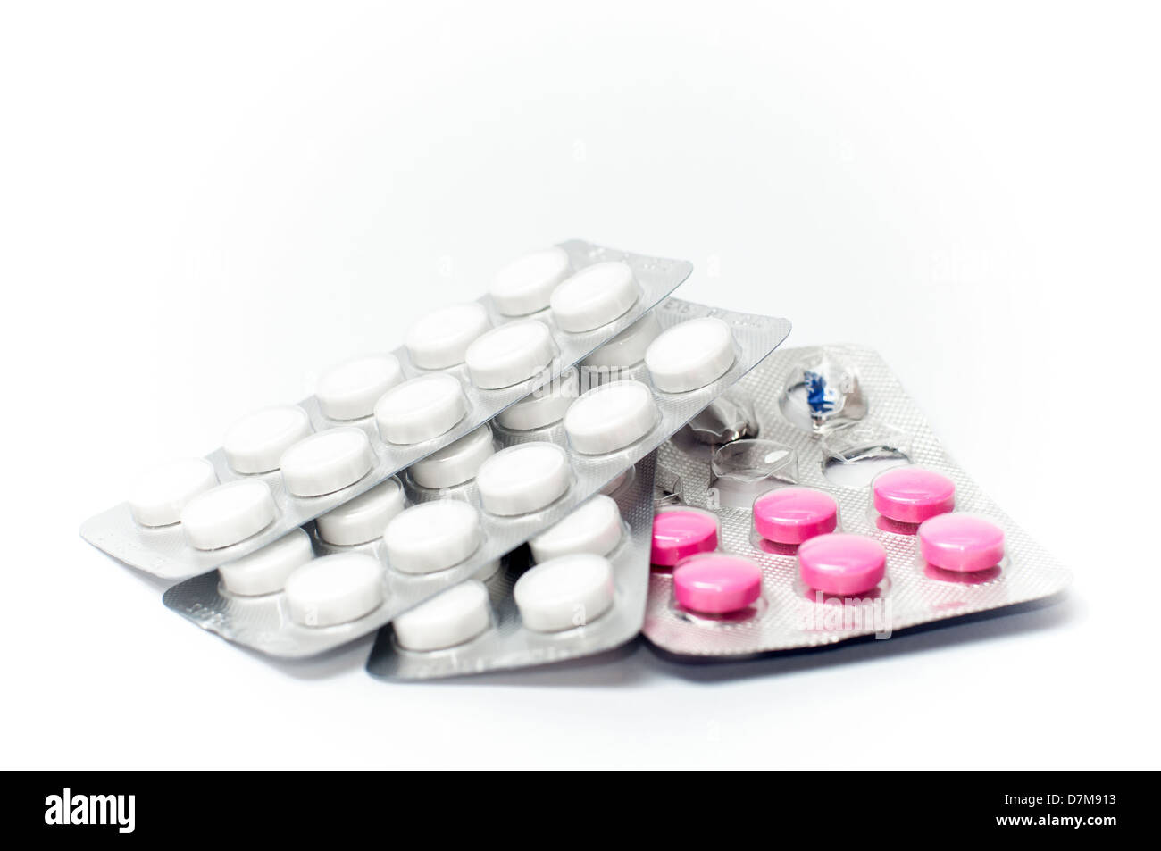 tablets for headache on the white background Stock Photo - Alamy